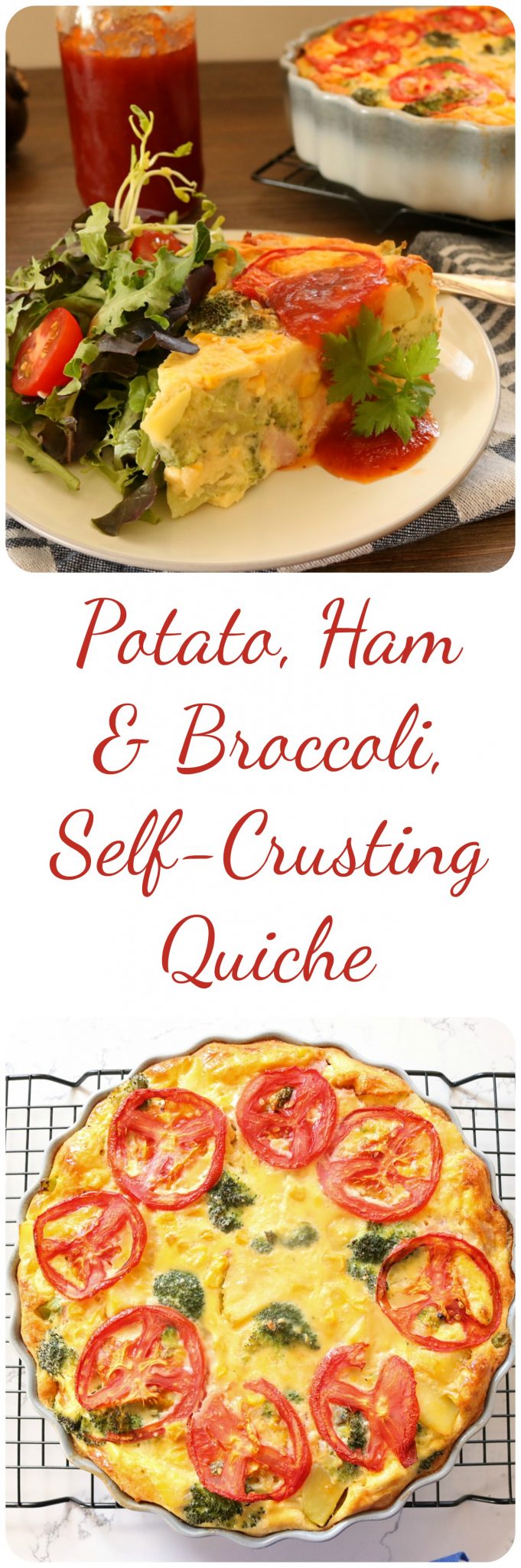 Potato, Ham & Broccoli, Self-Crusting Quiche | Tania's Kitchen