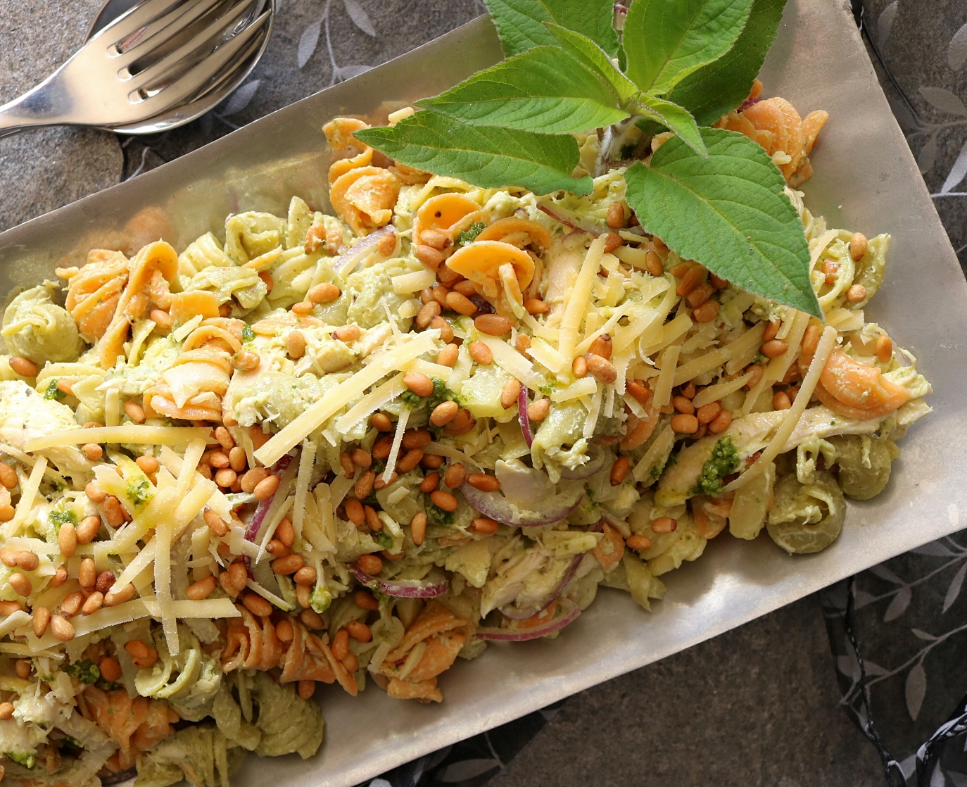Chicken, Basil Pesto & Pine Nut, Pasta Salad | Tania's Kitchen